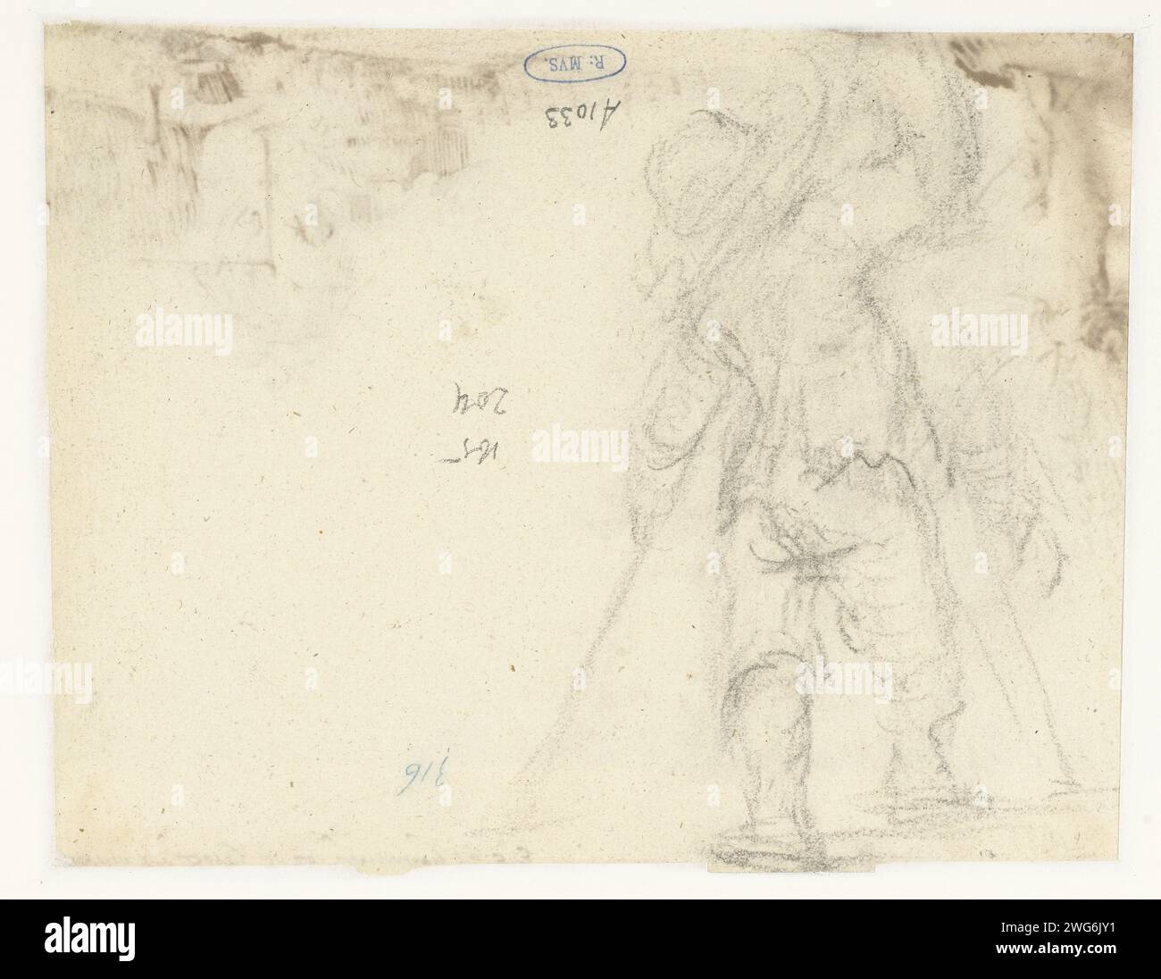 Boy, from behind, 1653 drawing Zwolle paper. chalk Stock Photo - Alamy