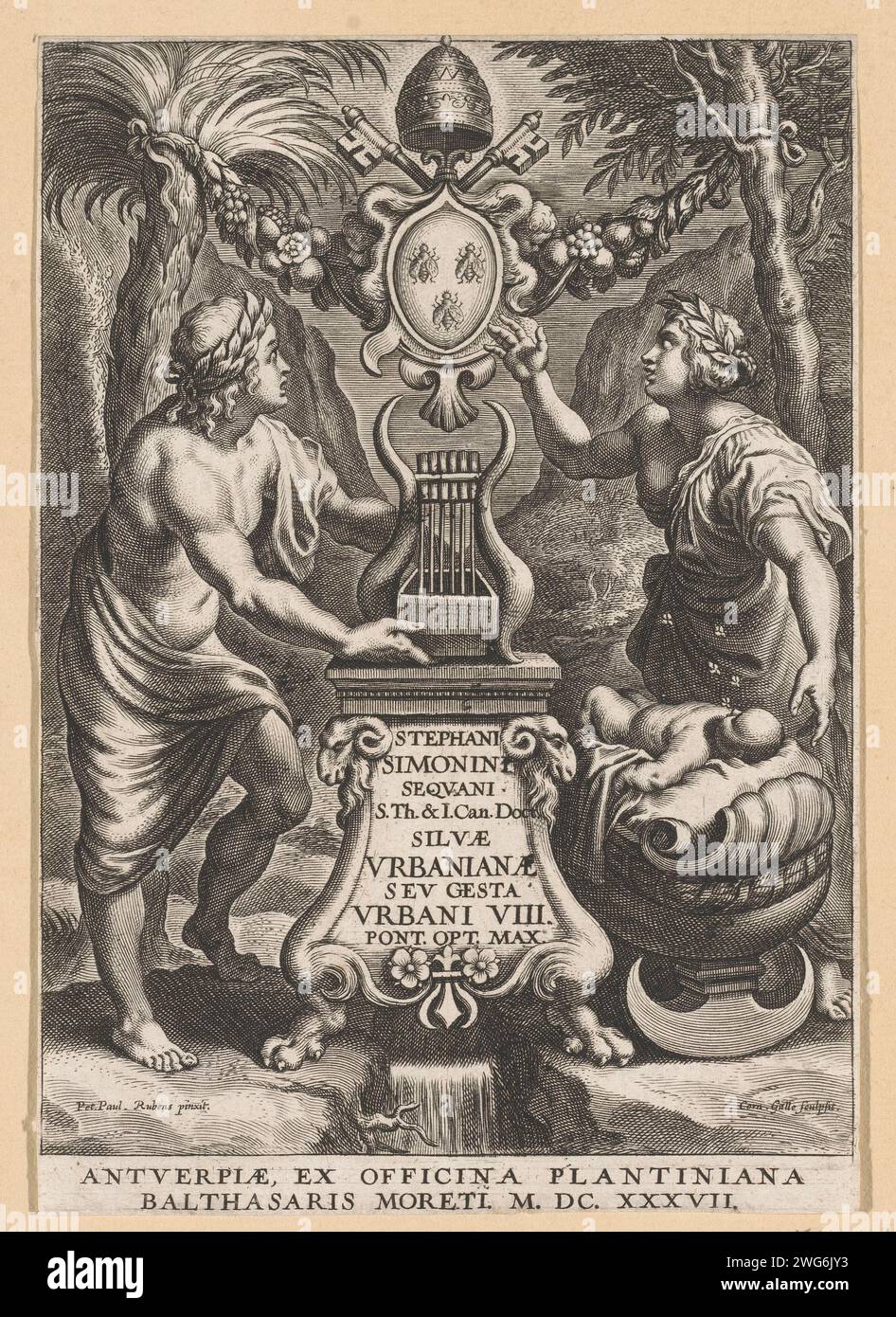 Apollo and Erato at the source of Hippocrene, Cornelis Galle (I), after ...