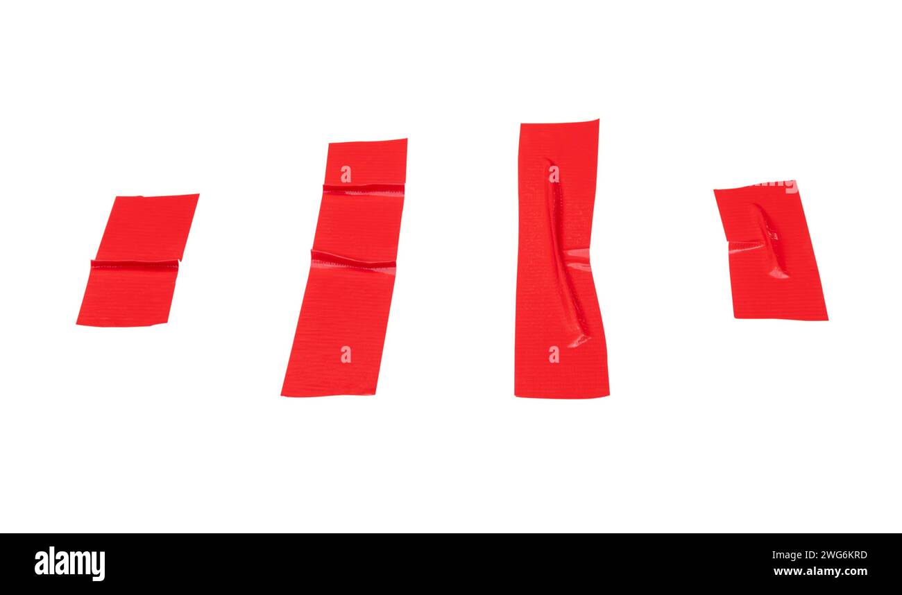 Top view set of red adhesive vinyl tape or cloth tape stripes is ...
