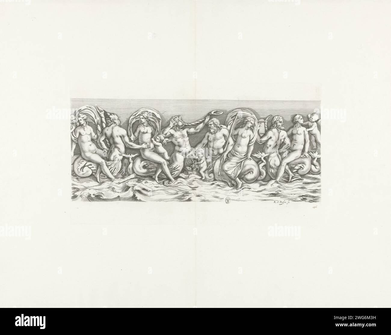Bas-relief of a sarcophagus with nymphs, Reinier van Persijn, after ...