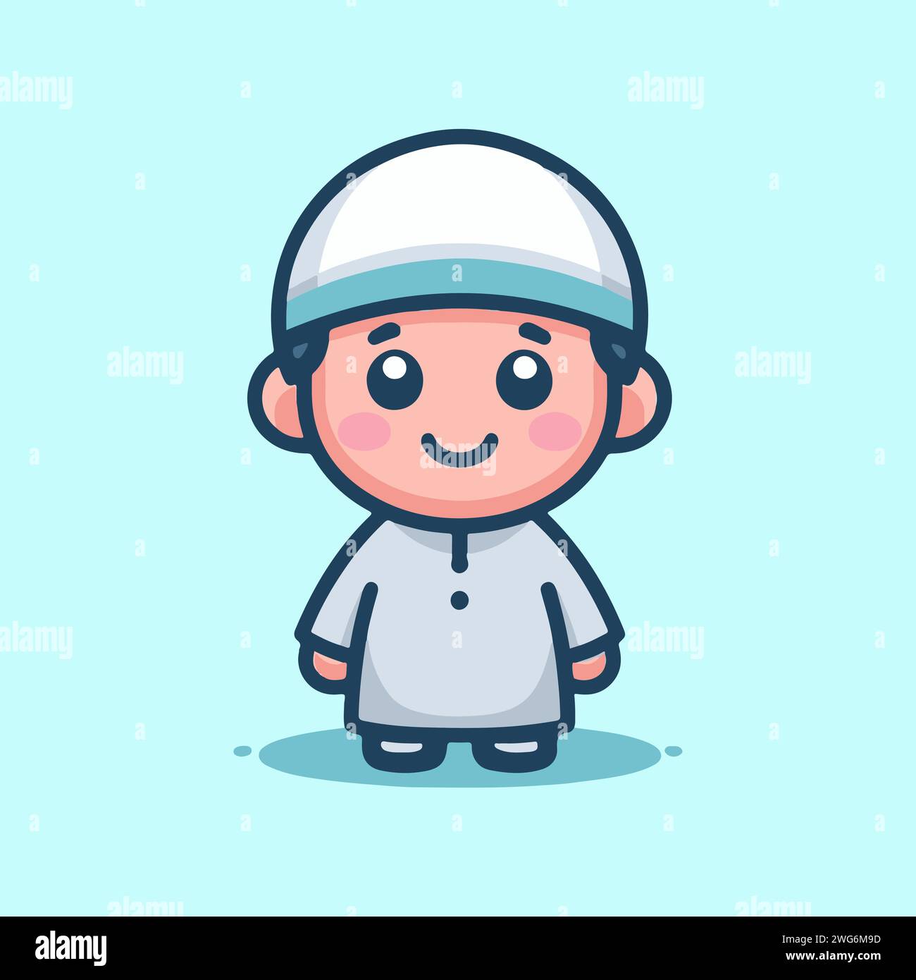 cute little boy cartoon character muslim wearing skullcap Stock Vector ...