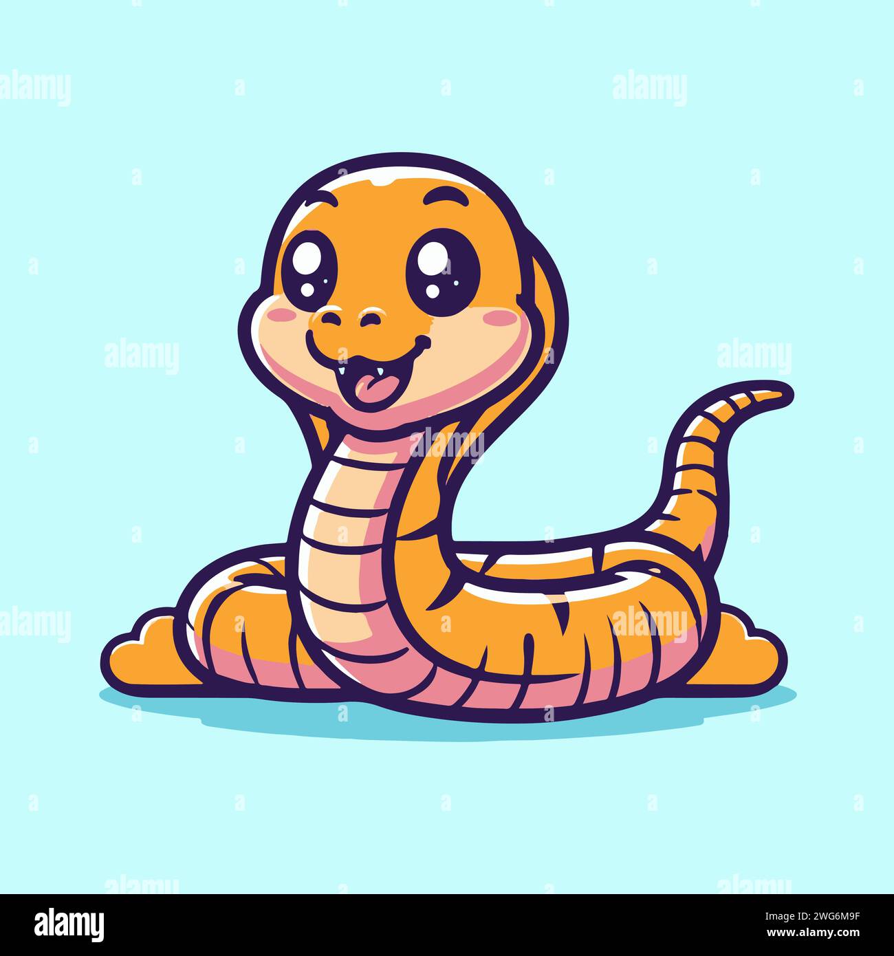 cute snake cartoon character vector illustration Stock Vector Image ...