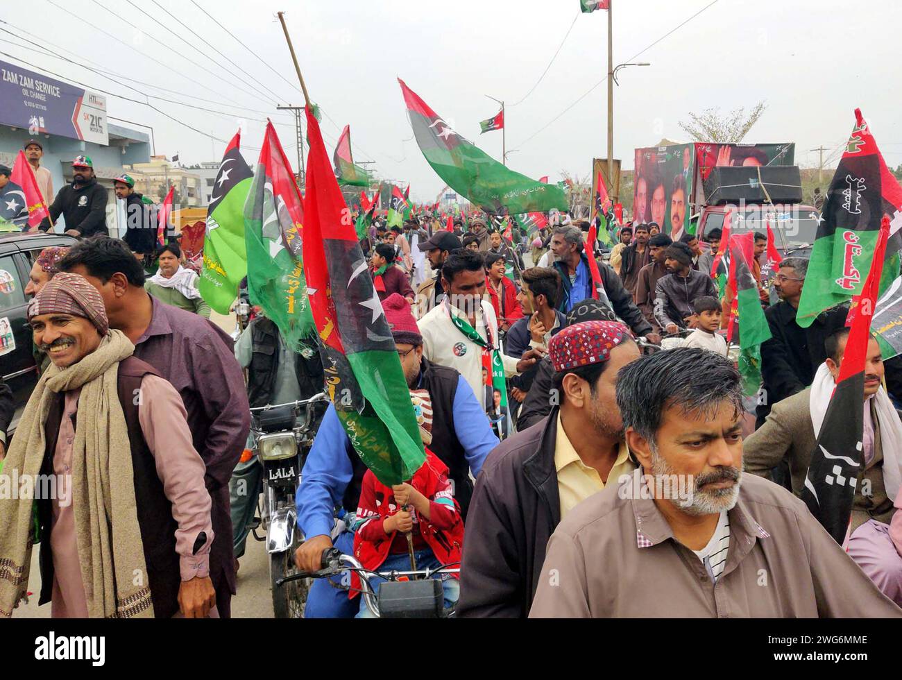 A large number of supporters of Peoples Party (PPP) are gathered to ...