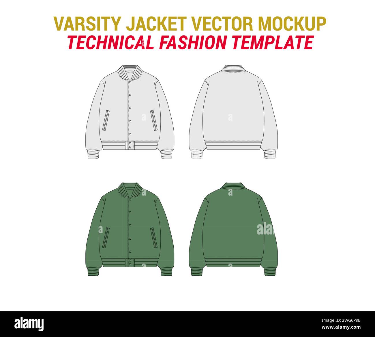 Jacket Flat Vector Illustration Varsity Jacket Mockup Varsity Jacket