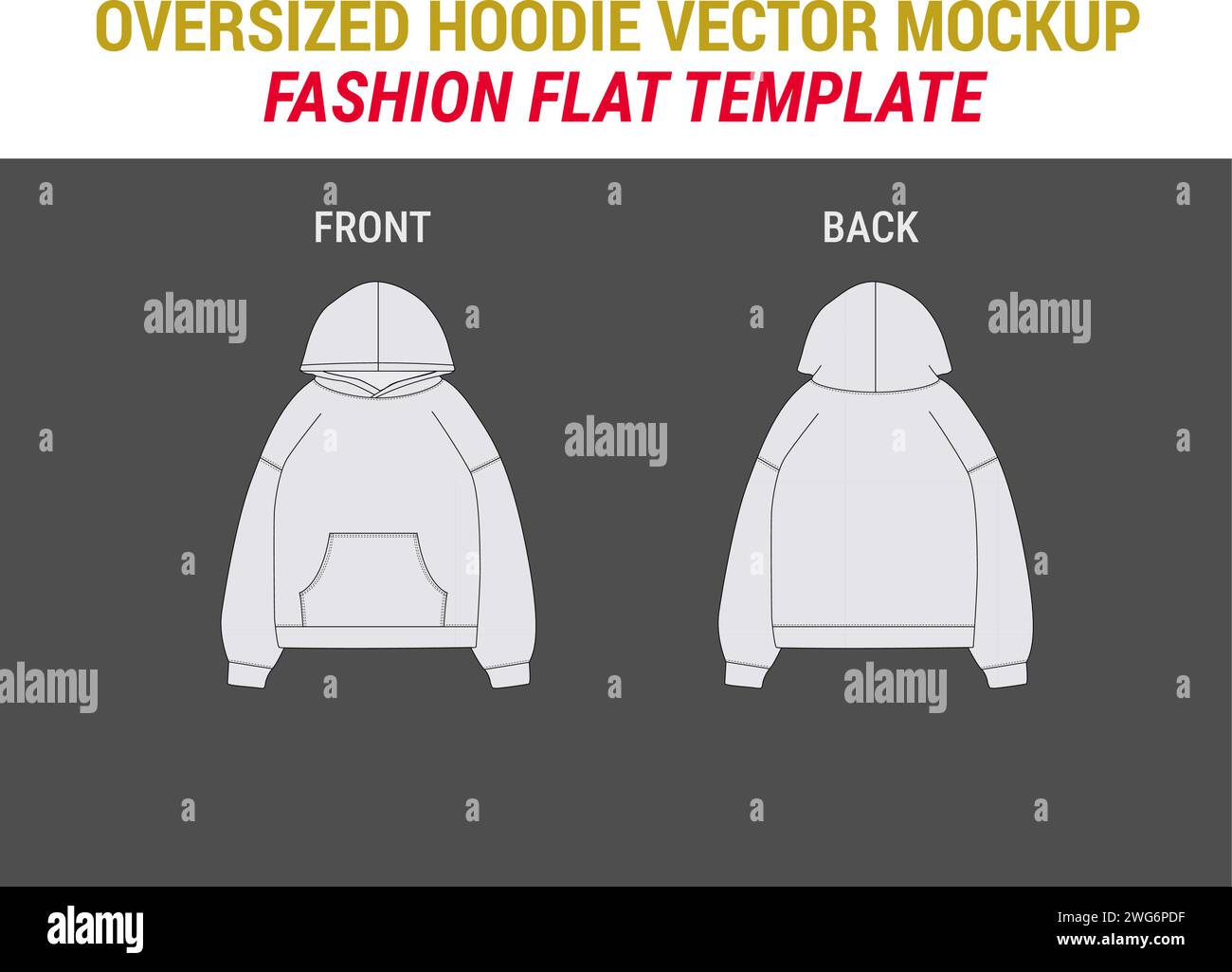 Streetwear Hoodie Sweatshirt Mockup Vector Streetwear Oversize Fit T ...