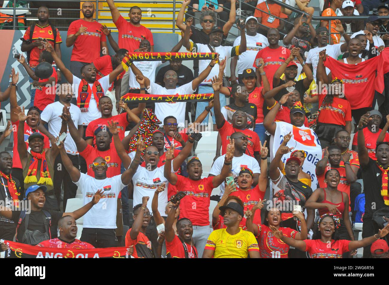 ABIDJAN, COTE D'IVOiRE - FEBRUARY 2; Angola Fans during the ...