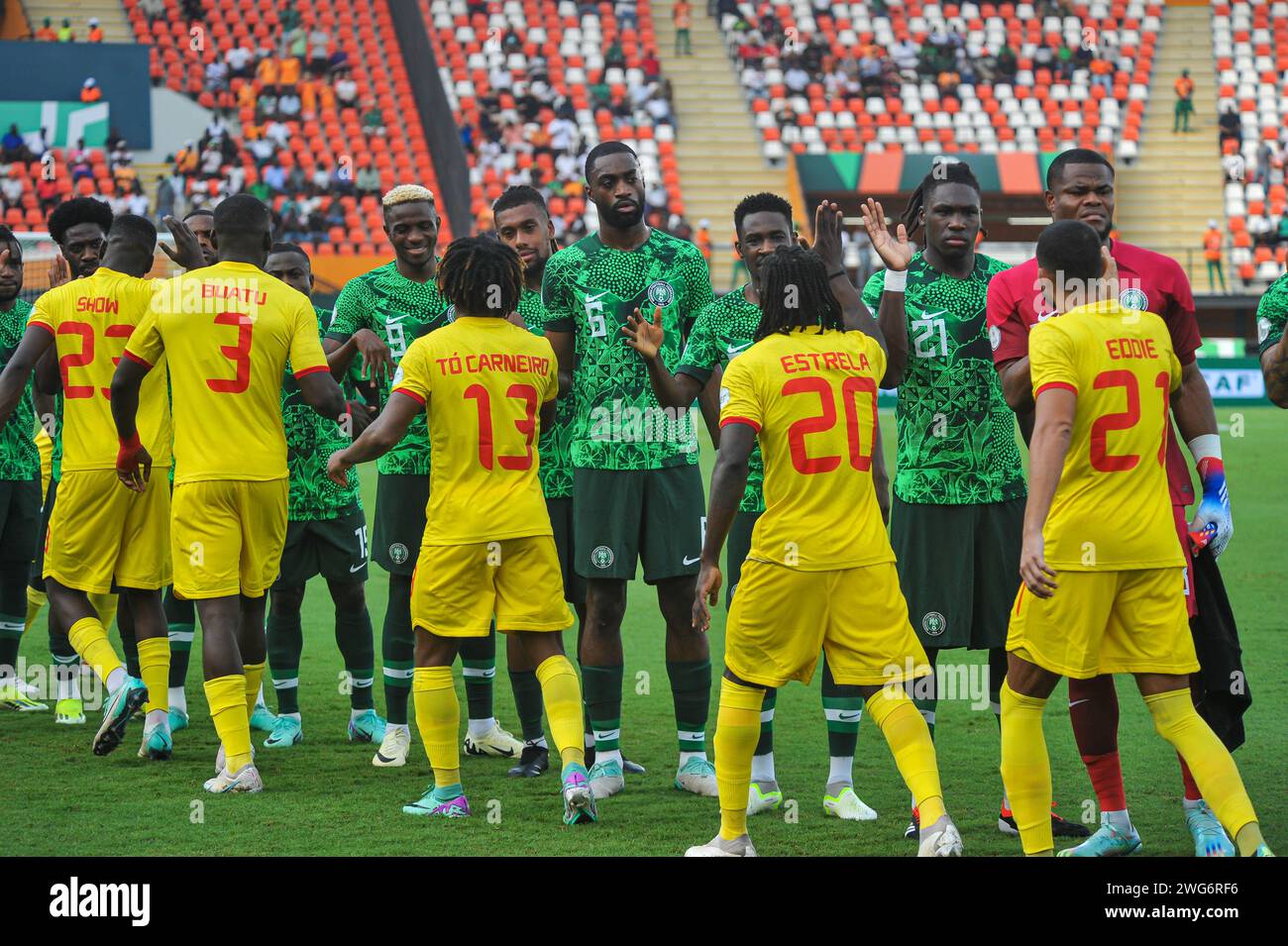 ABIDJAN, COTE D'IVOiRE - FEBRUARY 2; Nigeria and Angola during the ...