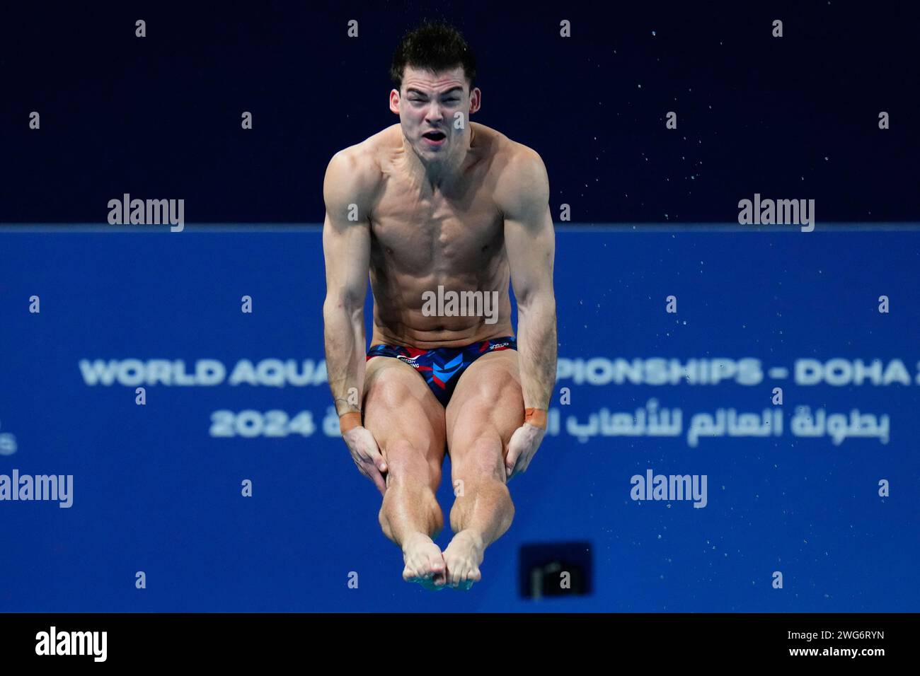 Ross Haslam of Great Britain makes a dive during the men's 1m ...