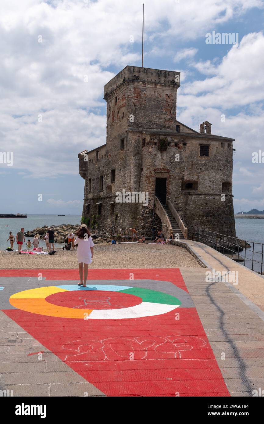 The castle of Rapallo (1550) with the strip of powder of the ...