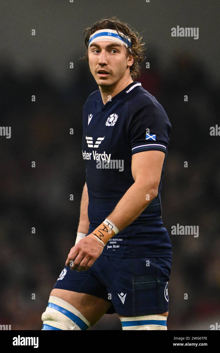 Jamie Ritchie of Scotland during the 2024 Guinness 6 Nations match ...