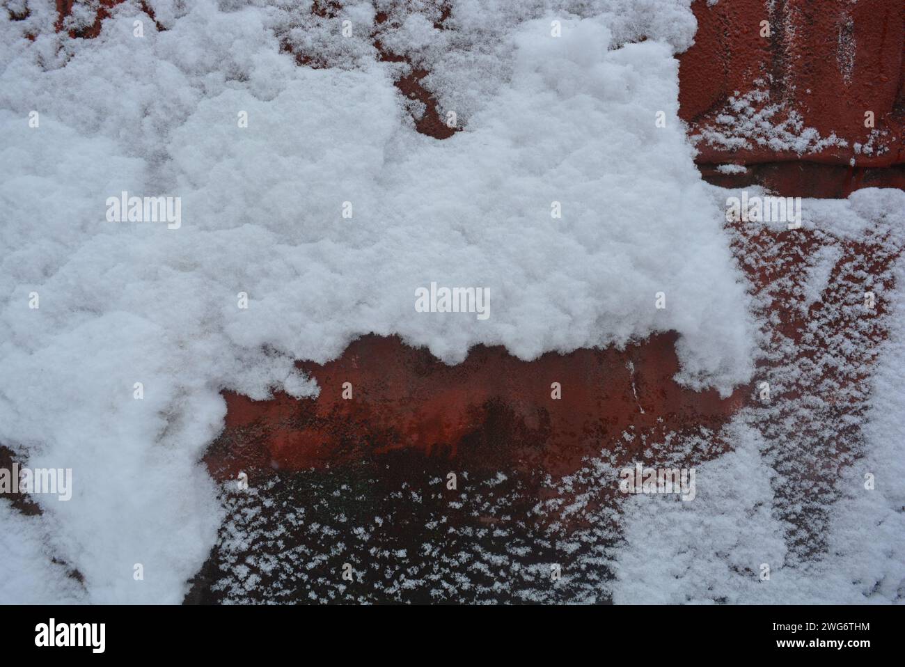 Winter background, adhering snow, beautiful cut of large snow on a ...