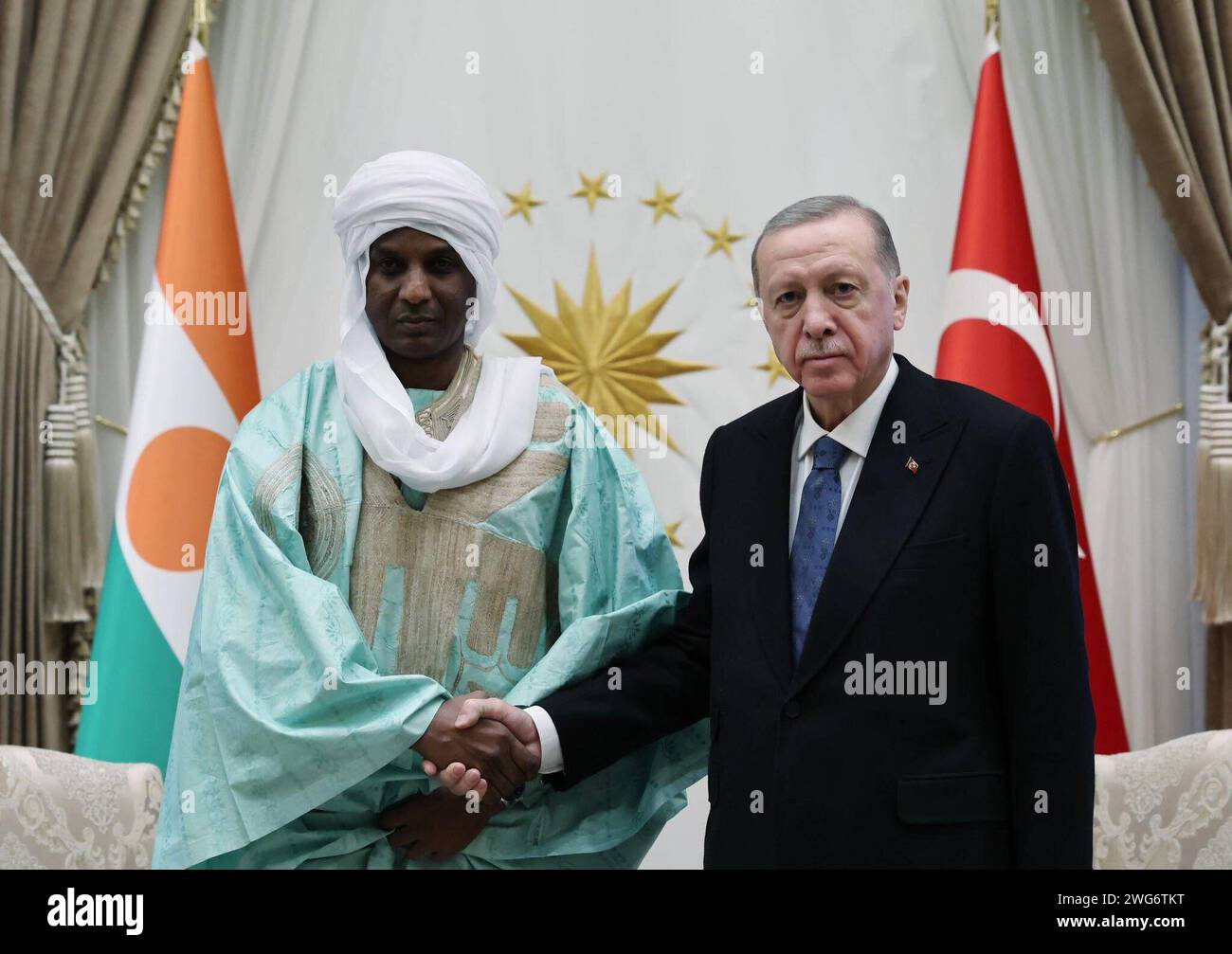 Turkish President Recep Tayyip Erdogan meets with the Prime Minister of the Republic of Niger ...
