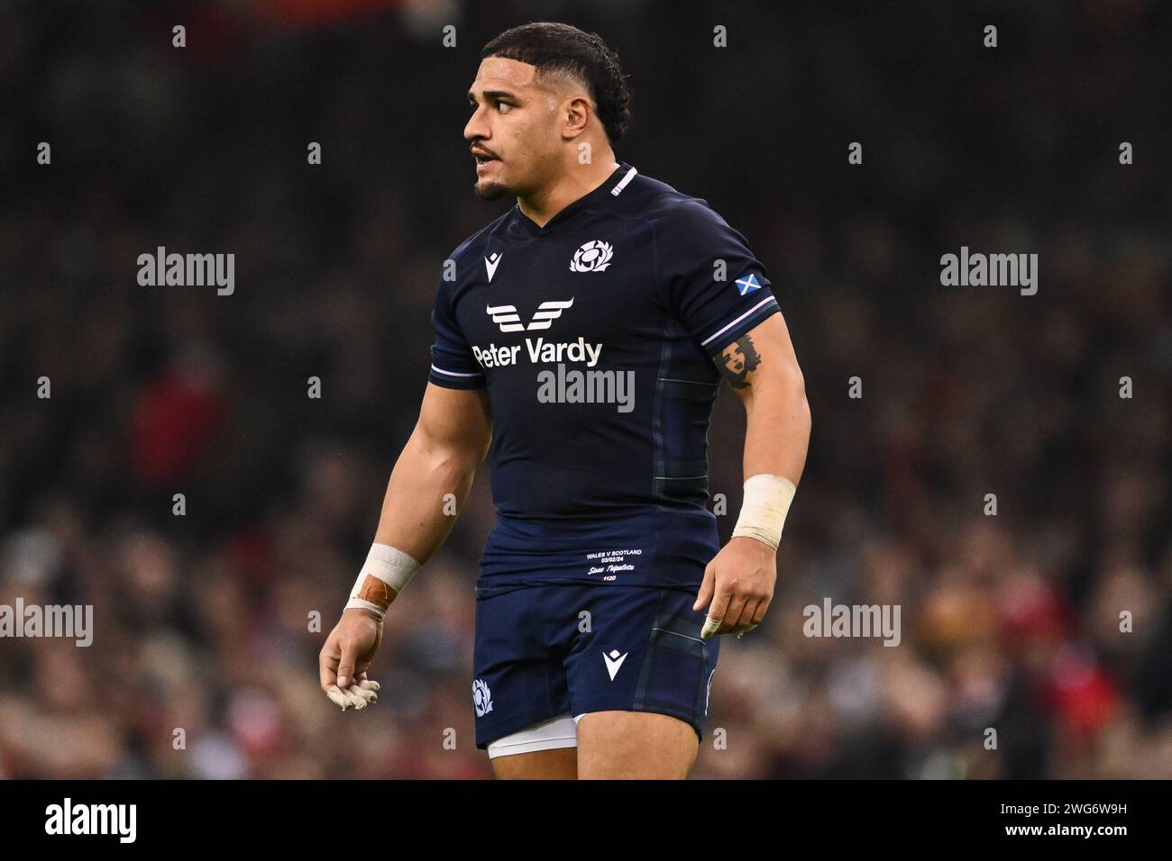 Sione Tuipulotu of Scotland during the 2024 Guinness 6 Nations match ...