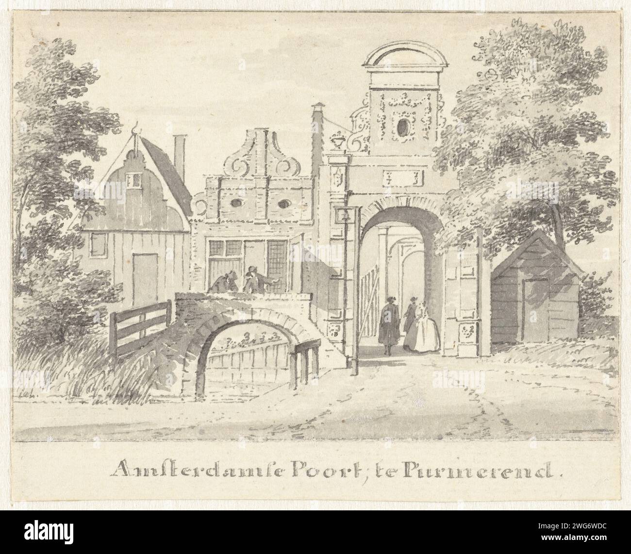 The Amsterdam Poort in Purmerend, Cornelis Pronk, 1701 - 1759 drawing ...