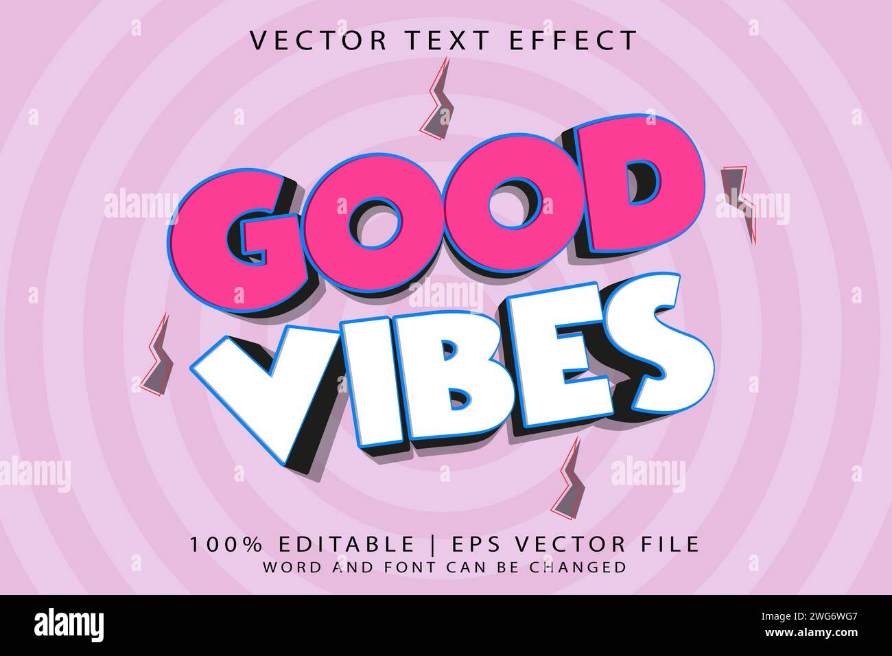Editable text effect Good Vibes 3D Cartoon Style High-quality Vector Stock Vector Image & Art ...