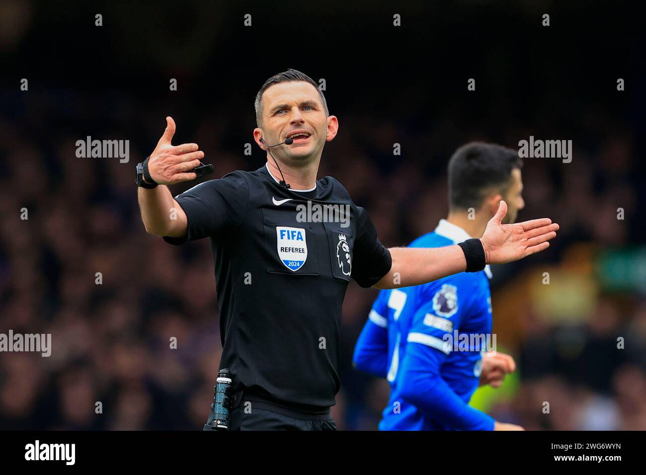 Referee Michael Oliver during the Premier League match Everton vs ...