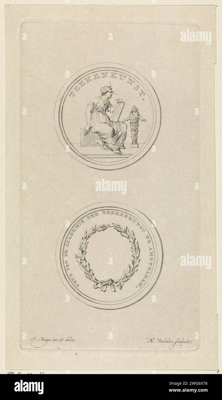 Front and back of the medal of the Academy of Drawing in Amsterdam ...