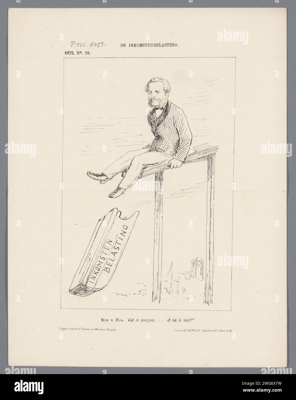 Cartoon on extinguishing and his income tax, 1872, 1872 print Cartoon ...