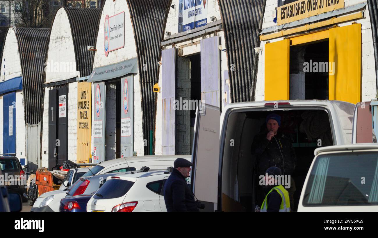 Barry, Vale of Glamorgan, Wales 02 Feb 2024: Arched vintage industrial ...
