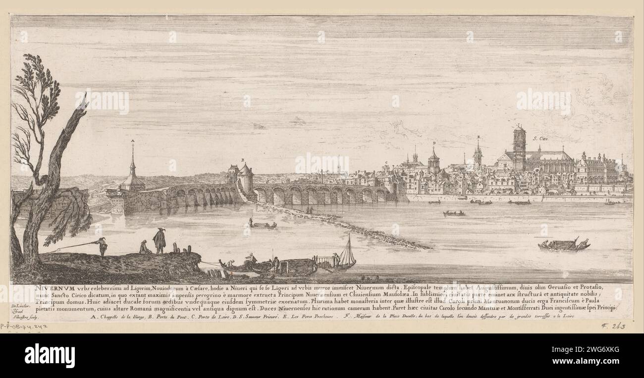 Profile of the city of Nevers with a tree on the foreground, Israel ...