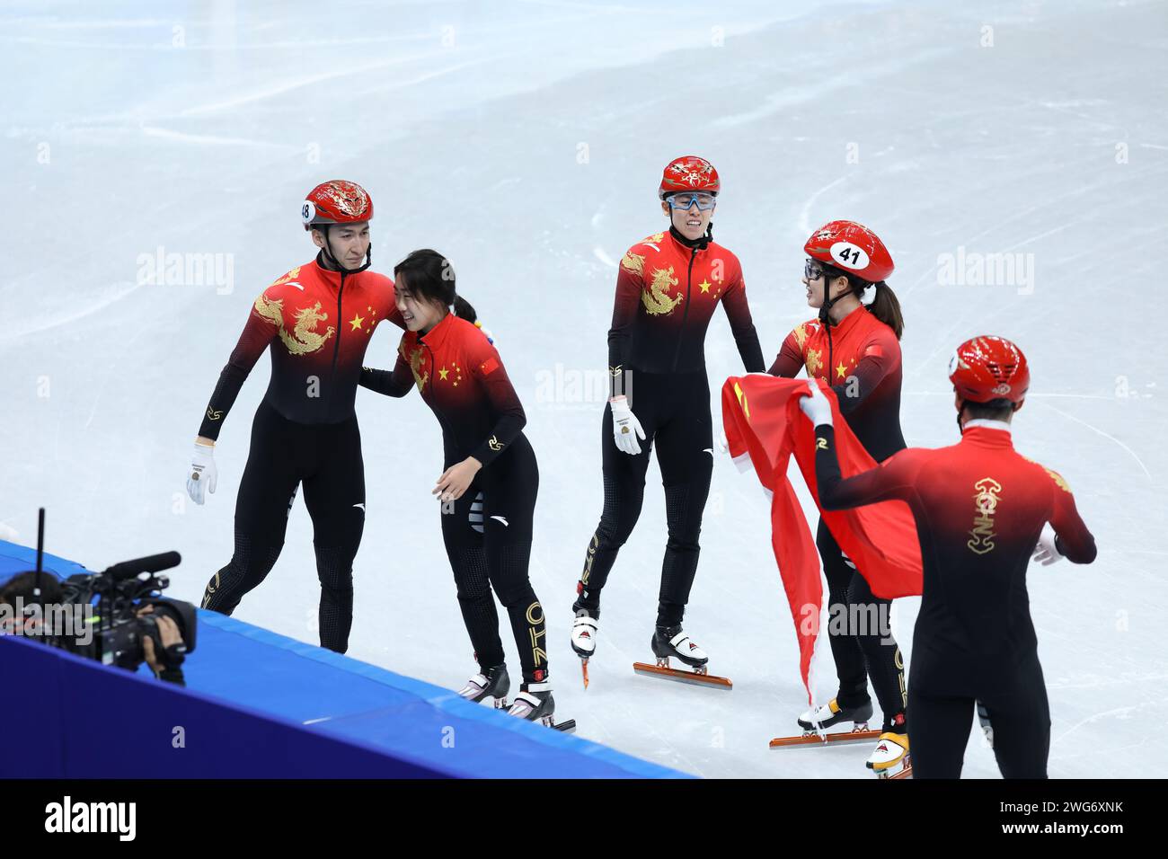 FEB 5, 2022 - Beijing, China: QU Chunyu, FAN Kexin, REN Ziwei and WU ...