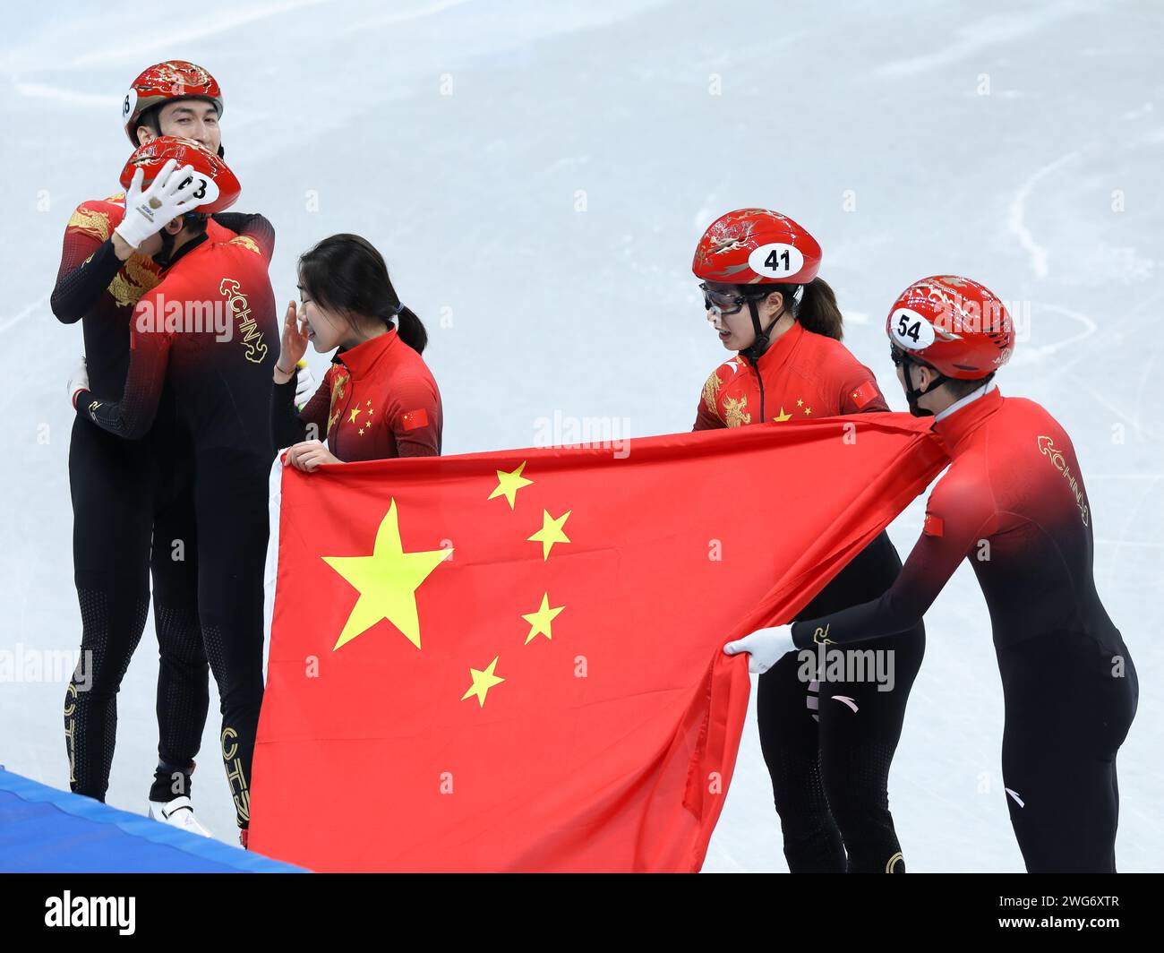 FEB 5, 2022 - Beijing, China: QU Chunyu, FAN Kexin, REN Ziwei and WU ...