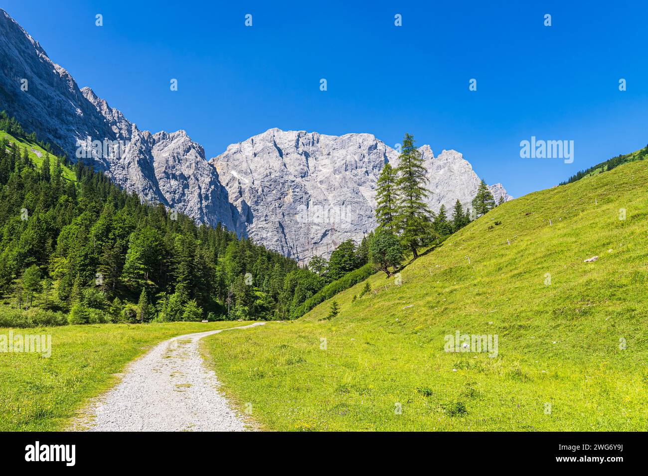 Landscape in the Risstal valley near the Eng Alm in Austria Stock Photo ...