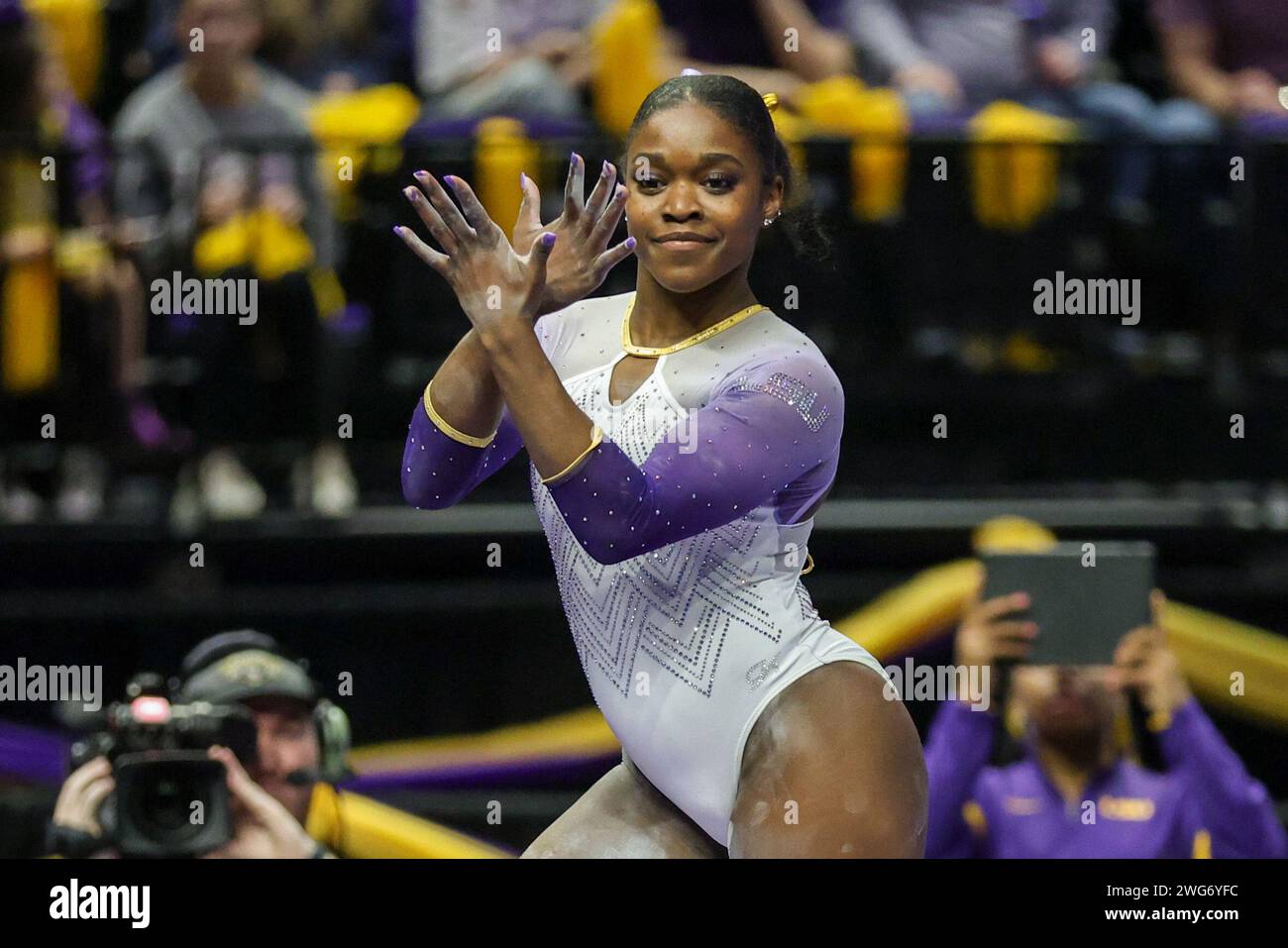 Baton Rouge, LA, USA. 02nd Feb, 2024. LSU's Kiya Johnson competes on ...