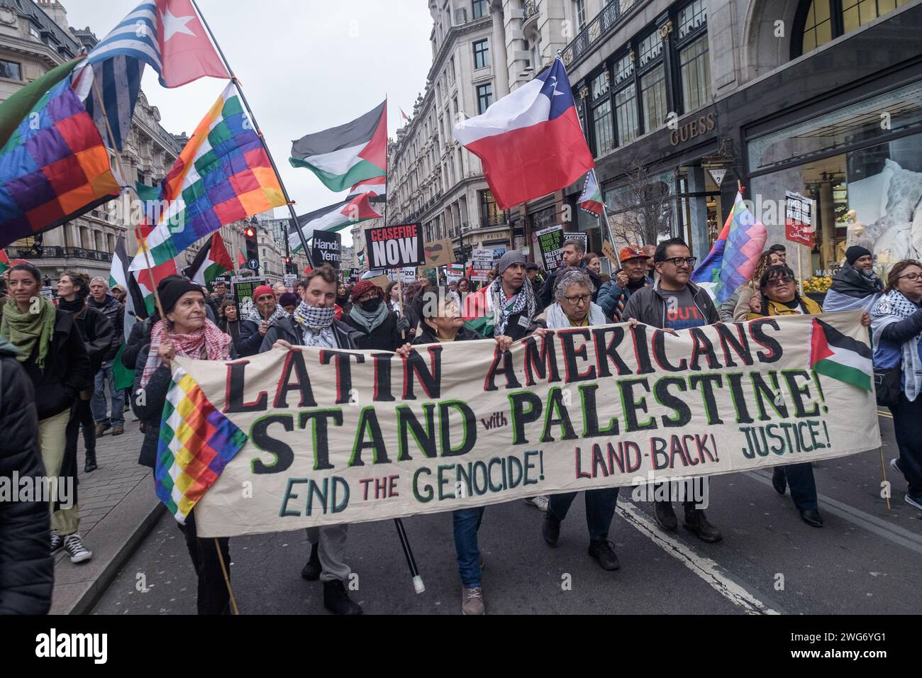 London, UK. 3 Feb 2024. Latin Americans Stand with Palestine. Hundreds ...
