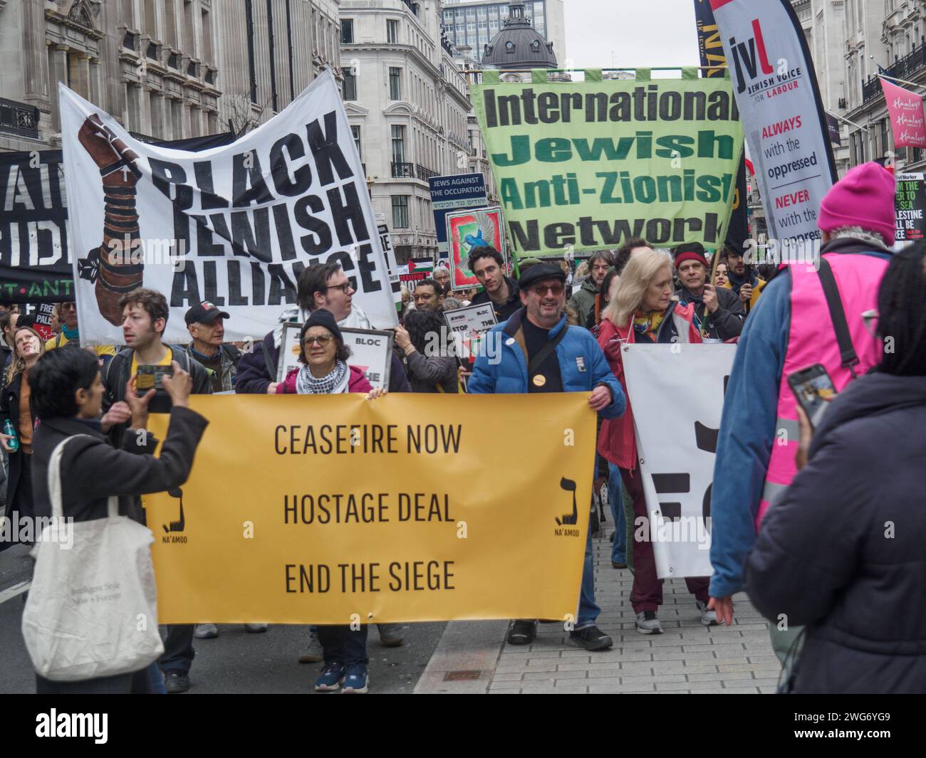 London, UK. 3 Feb 2024. Jewish block marching. Hundreds of thousands ...