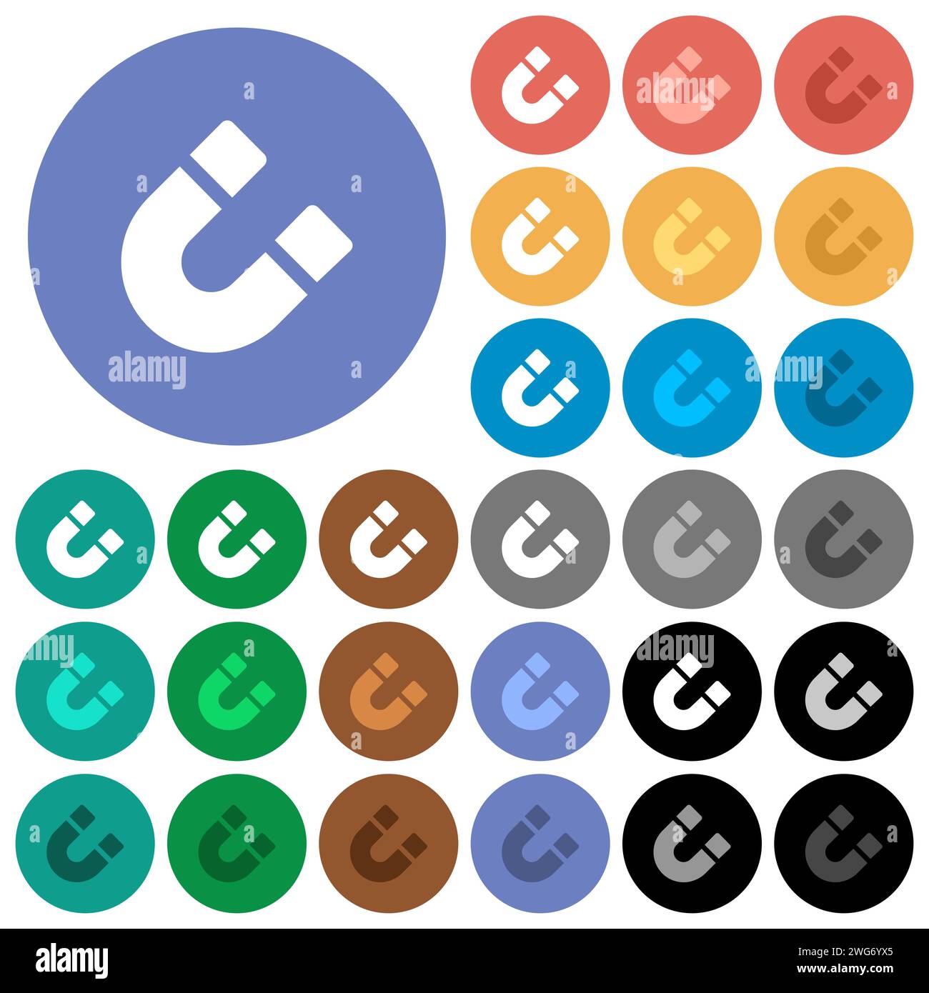 Horseshoe magnet solid multi colored flat icons on round backgrounds ...