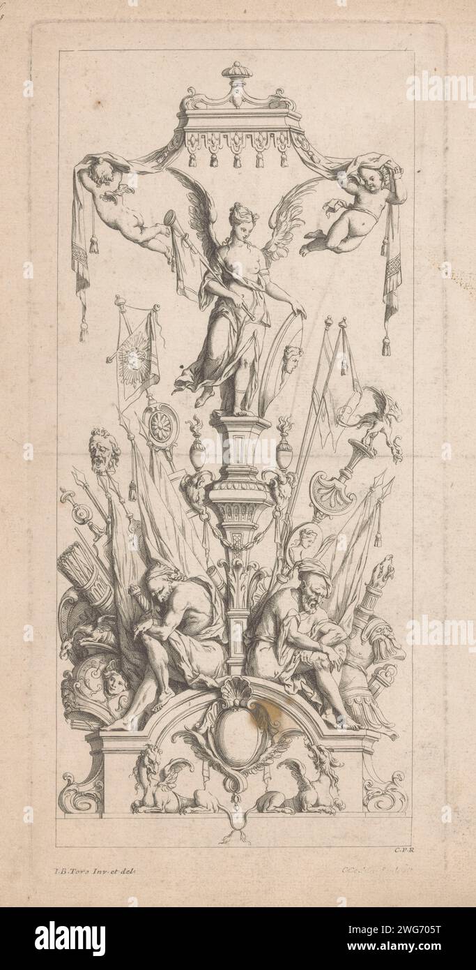 Trophy with angel, flags and weapons, Charles Nicolas Cochin (I), After ...