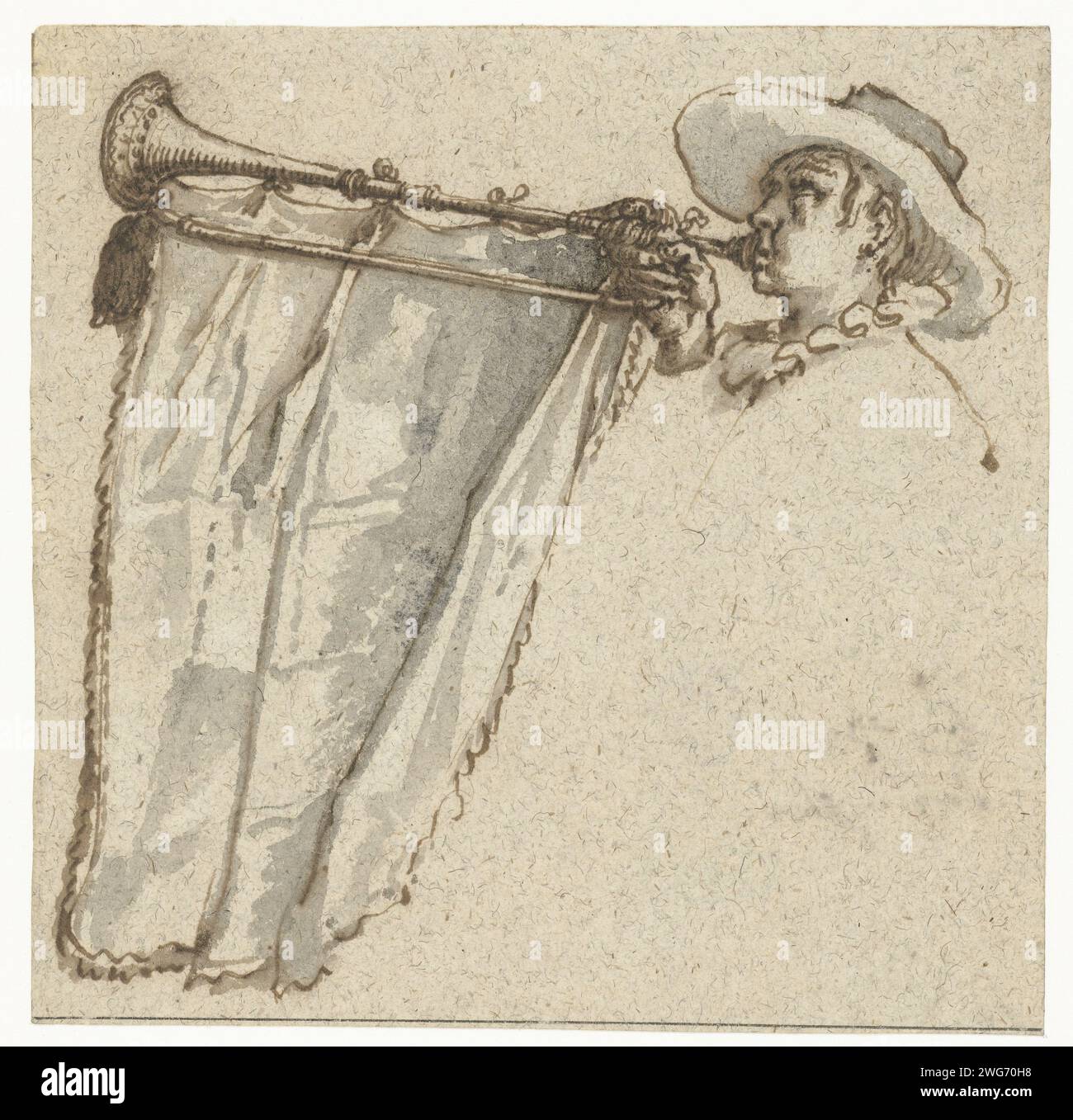 Trumpeter, Jacques de Gheyn (II), 1575 - 1629 drawing cartridge paper ...