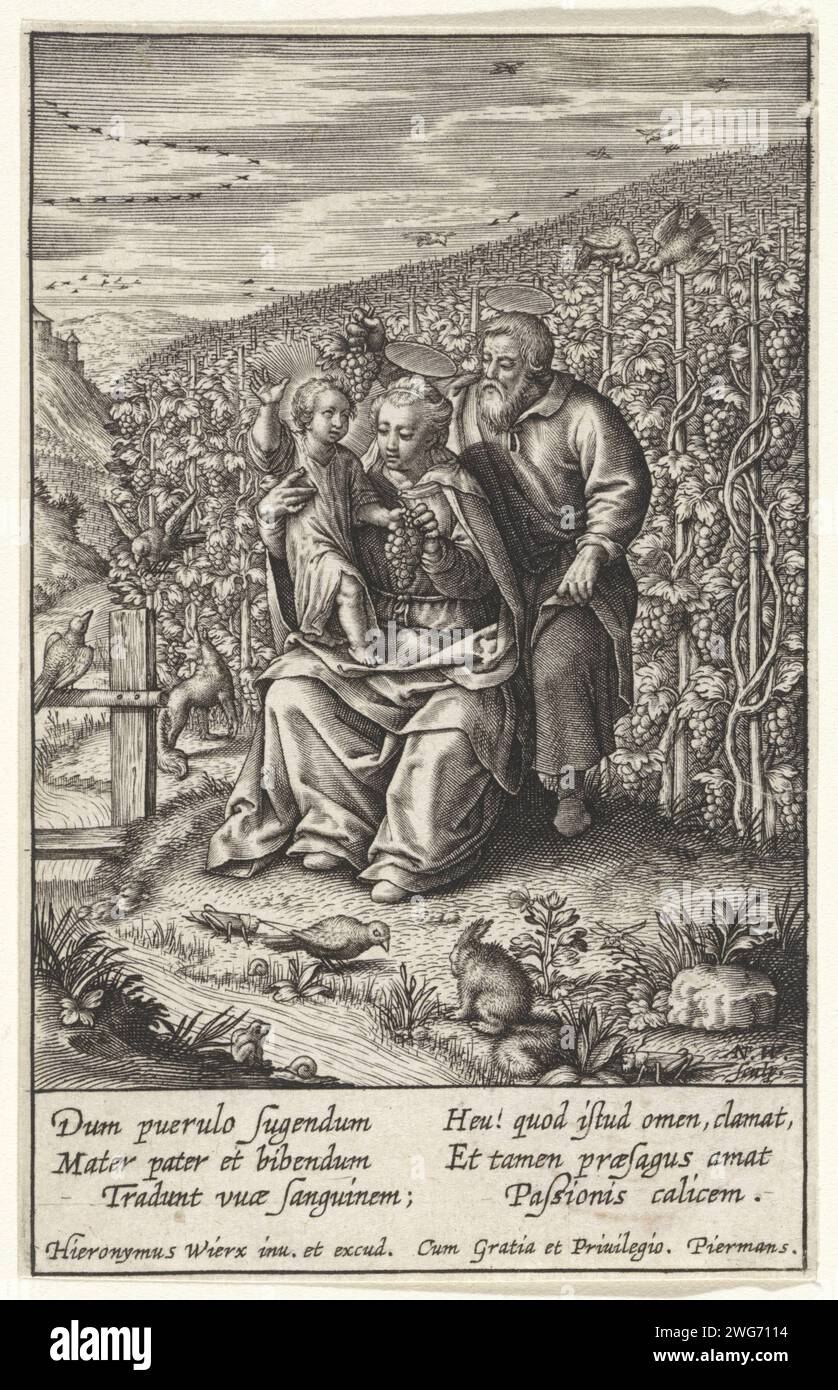 Holy Family in a vineyard, Antonie Wierix (III), After Hieronymus Wierix, 1606 - Before 1619 ...