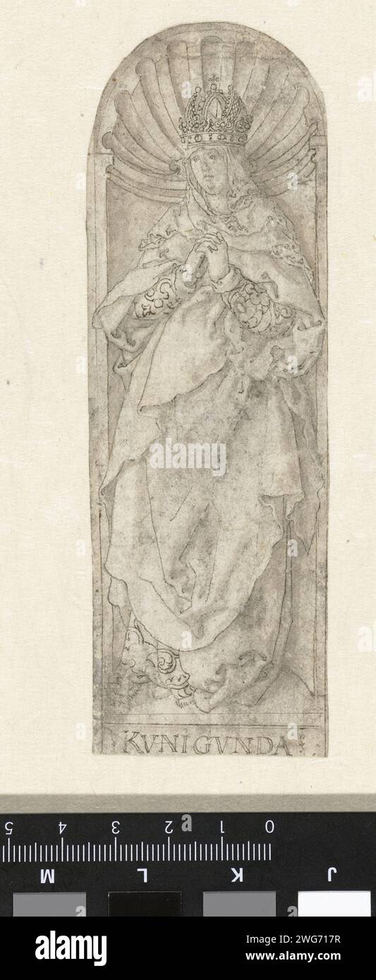 Keizerin Kunigunda in a niche, Heinrich Aldgrever, 1512 - 1558 drawing ...
