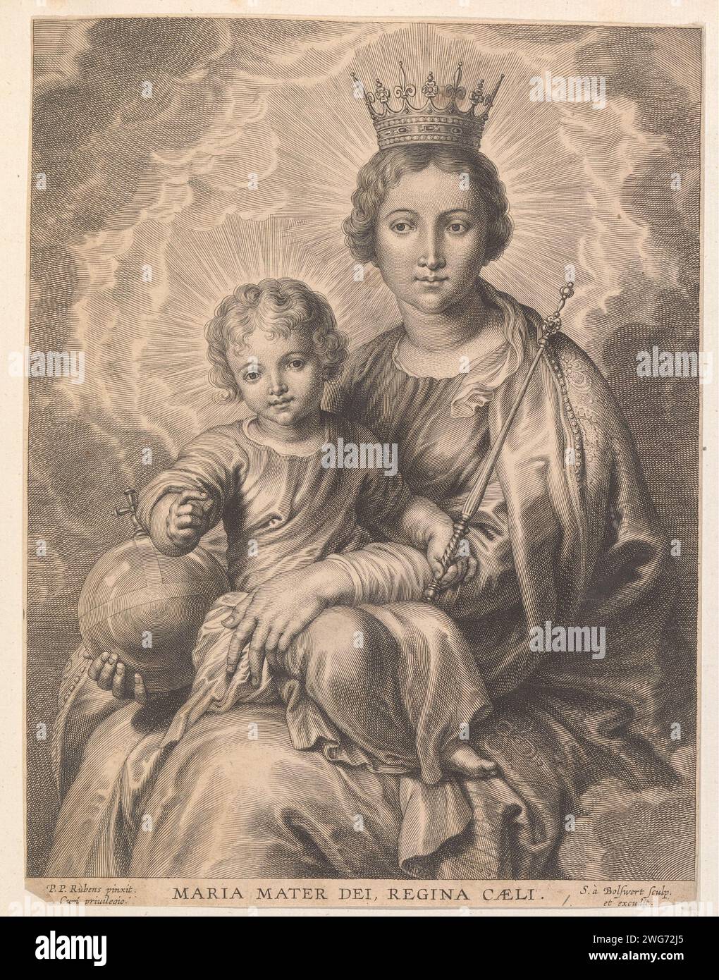 Maria with child and globe, Schelte Adamsz. Bolswert, after Peter Paul ...