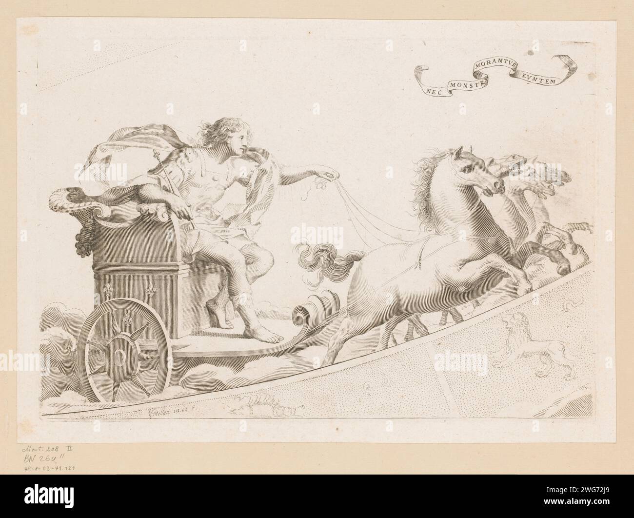 Louis XIV from France in a chariot driving through the zodiac, Claude ...