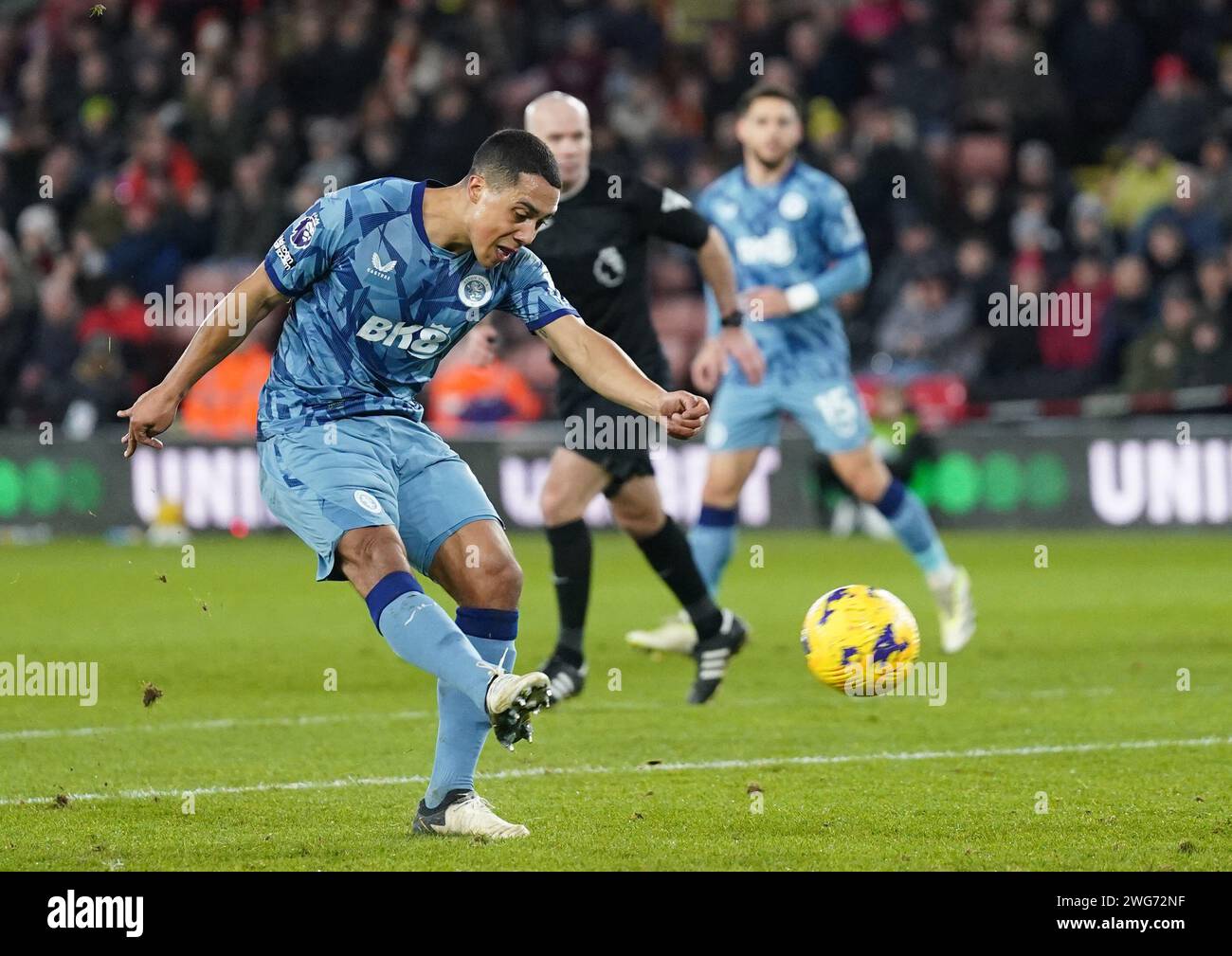 Aston Villa's Youri Tielemans scores their side's fourth goal of the ...