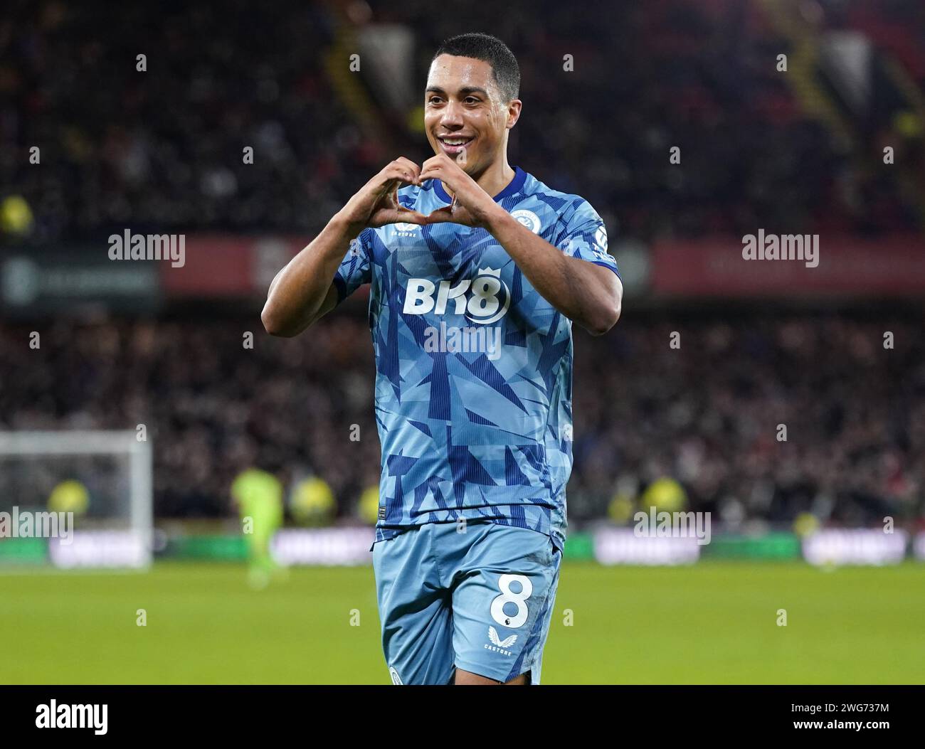 Aston Villa's Youri Tielemans celebrates scoring their side's fourth ...