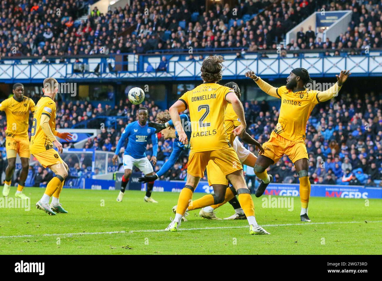 Glasgow, UK. 03rd Feb, 2024. Rangers FC play Livingston FC at Ibrox ...