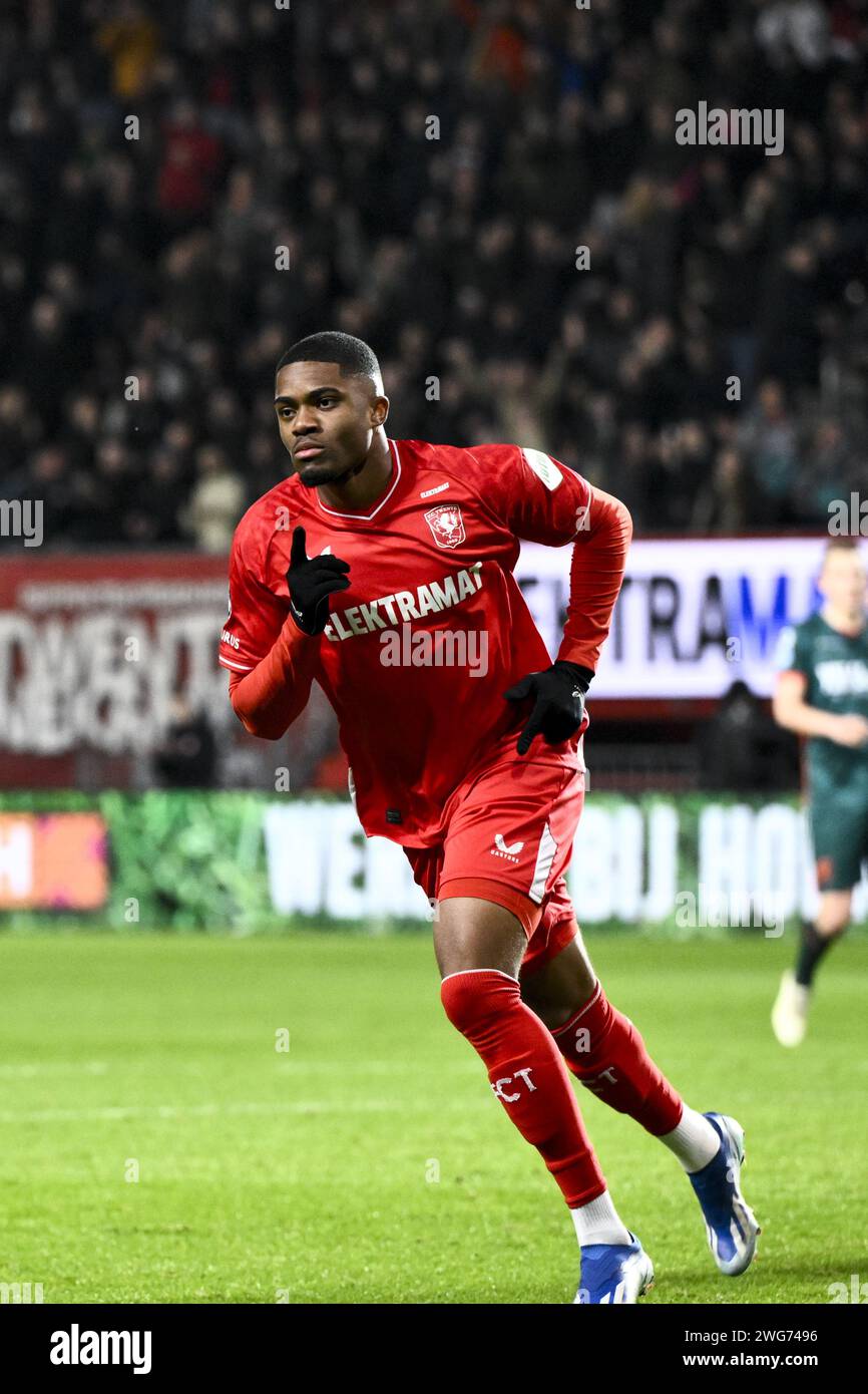 ENSCHEDE - Myron Boadu of FC Twente celebrates his goal during the ...