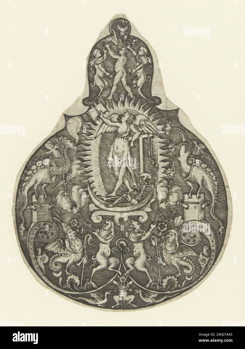 Pendant with a winged woman in the middle, 1528 - 1583 print The woman ...