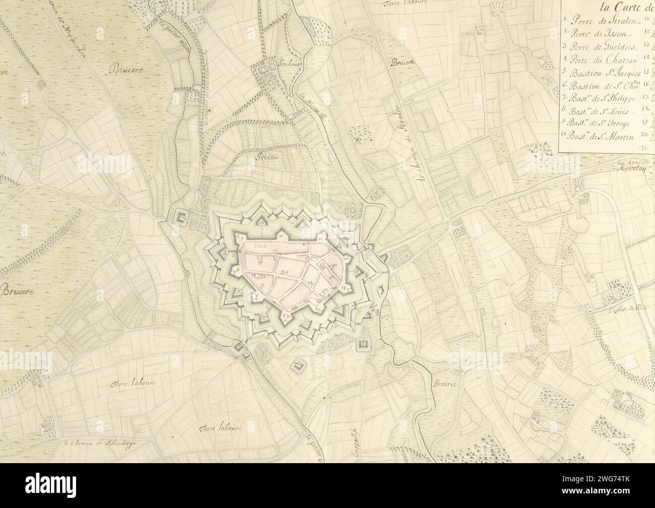 Map of Geldern, ca. 1701-1715, 1701 - 1715 drawing Map of the ...