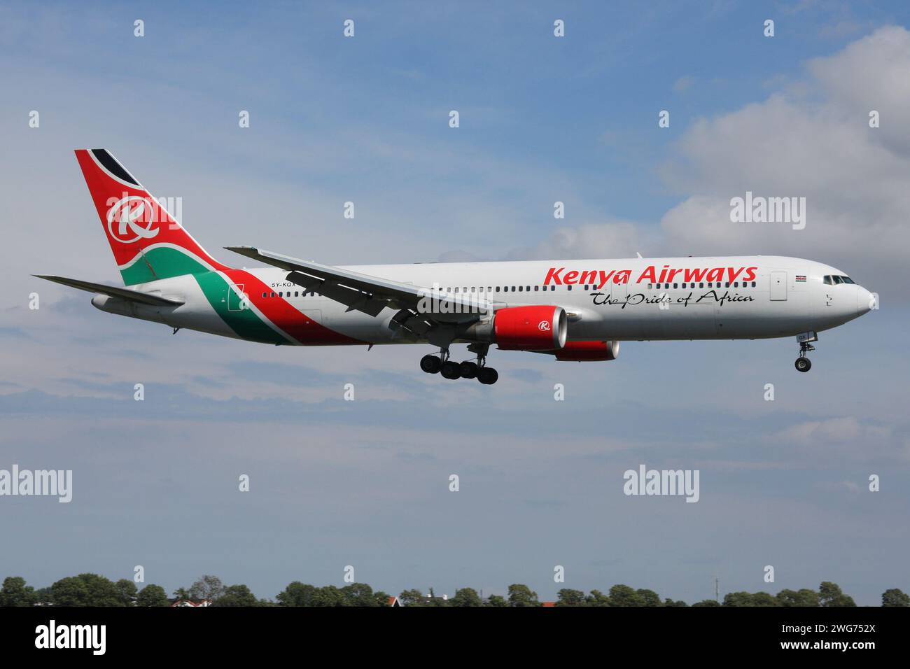 Kenya Airways Boeing 767-300 with registration 5Y-KQX on final for ...