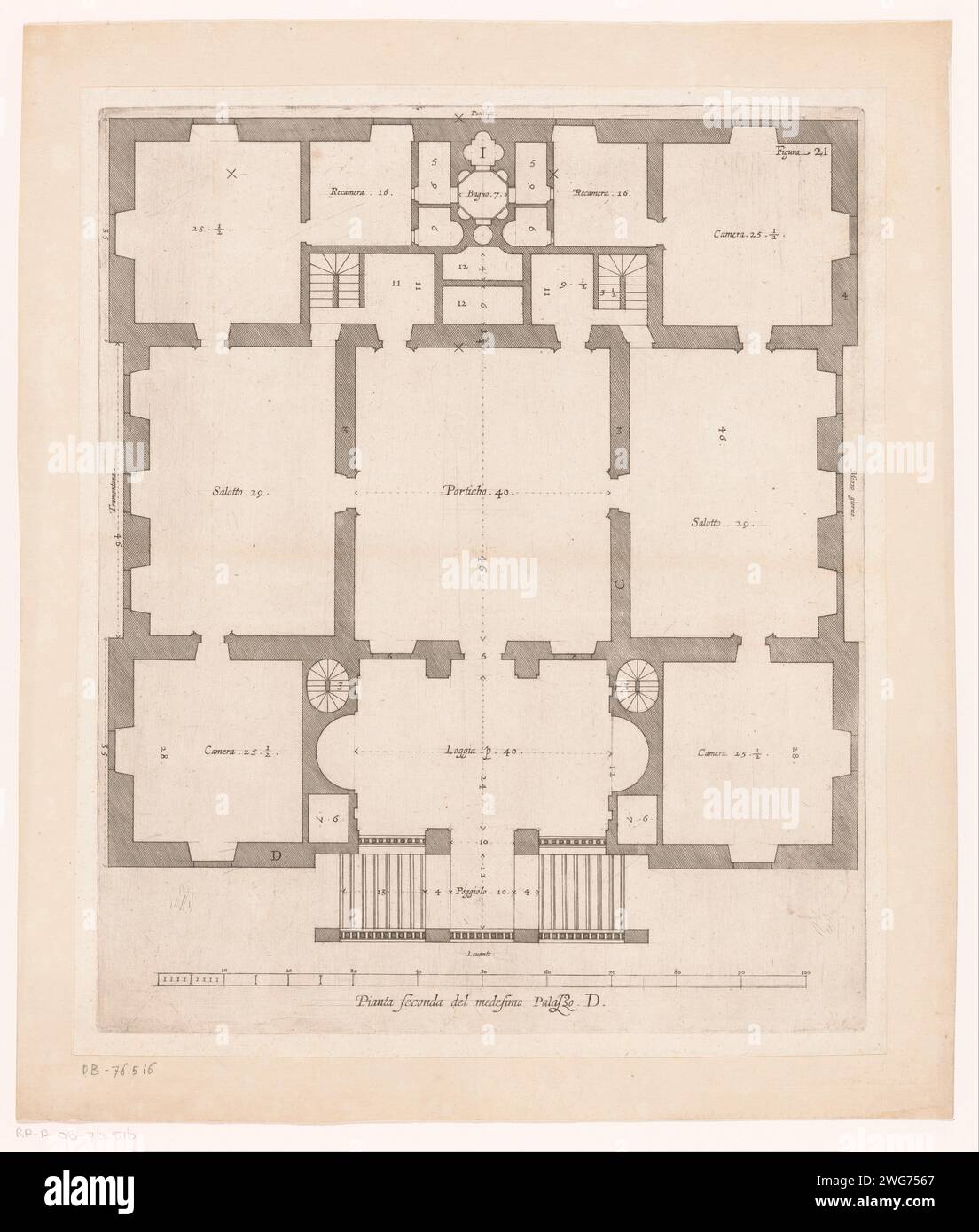 Map of the ground floor of the Villa Grimaldi in Genoa, Nicolaes ...