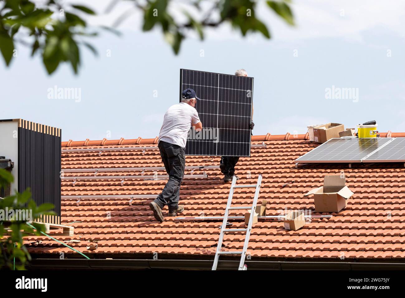 Installation Of A Photovoltaic System Stock Photo - Alamy