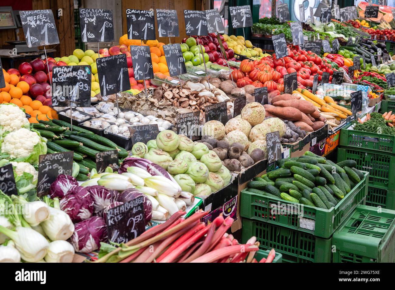 Vegetables And Fruit, Vienna Naschmarkt, Vienna, Austria Stock Photo ...