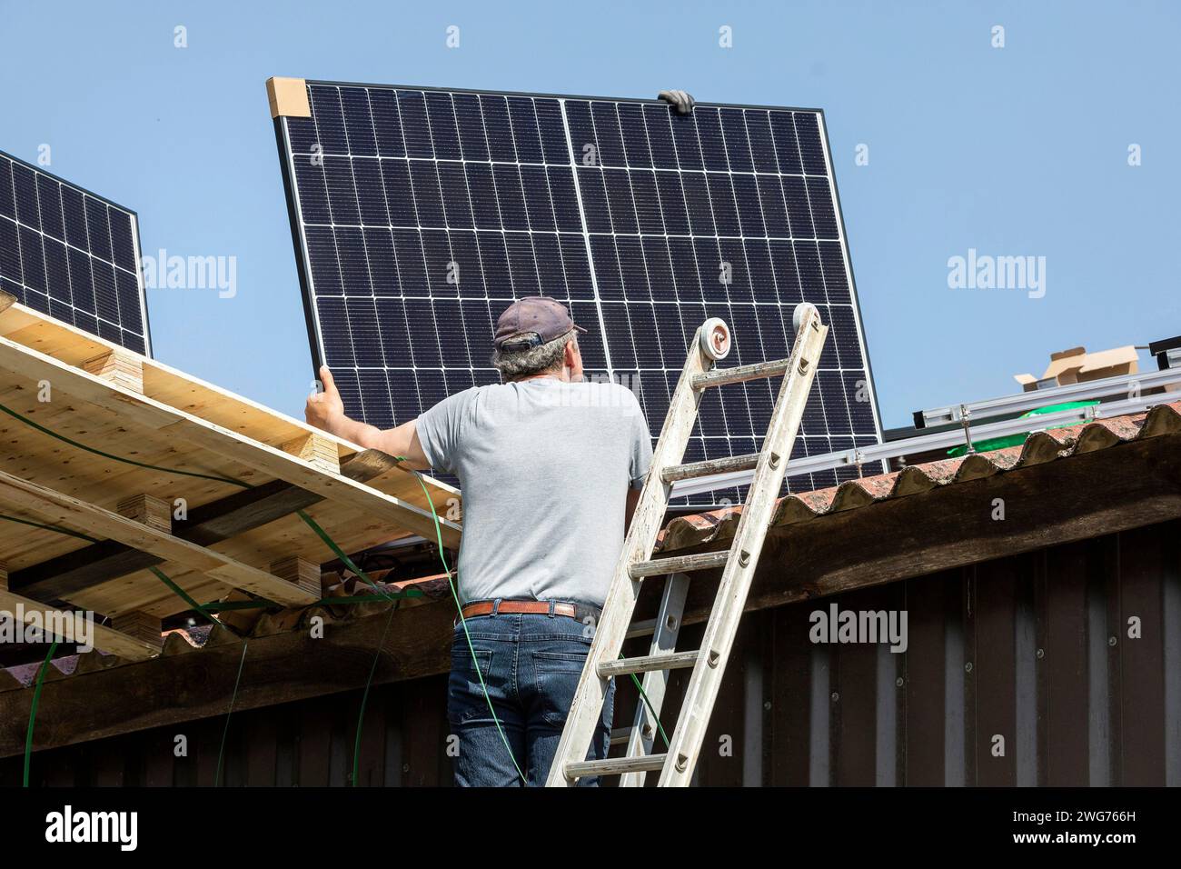 Installation Of A Photovoltaic System Stock Photo - Alamy