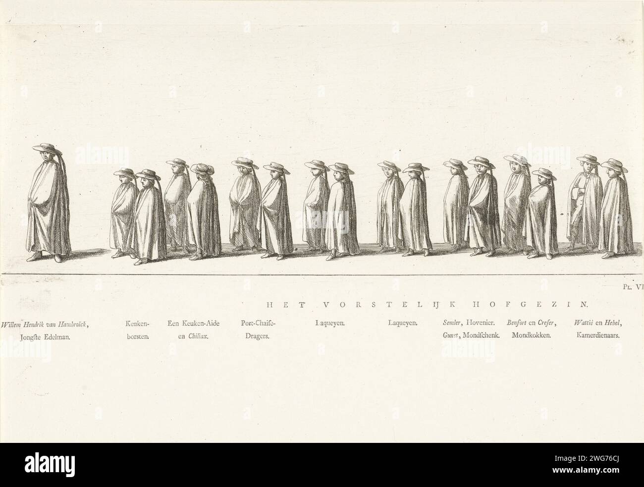 Court in the funeral procession of Princess Maria Louise, 1765, 1765 ...