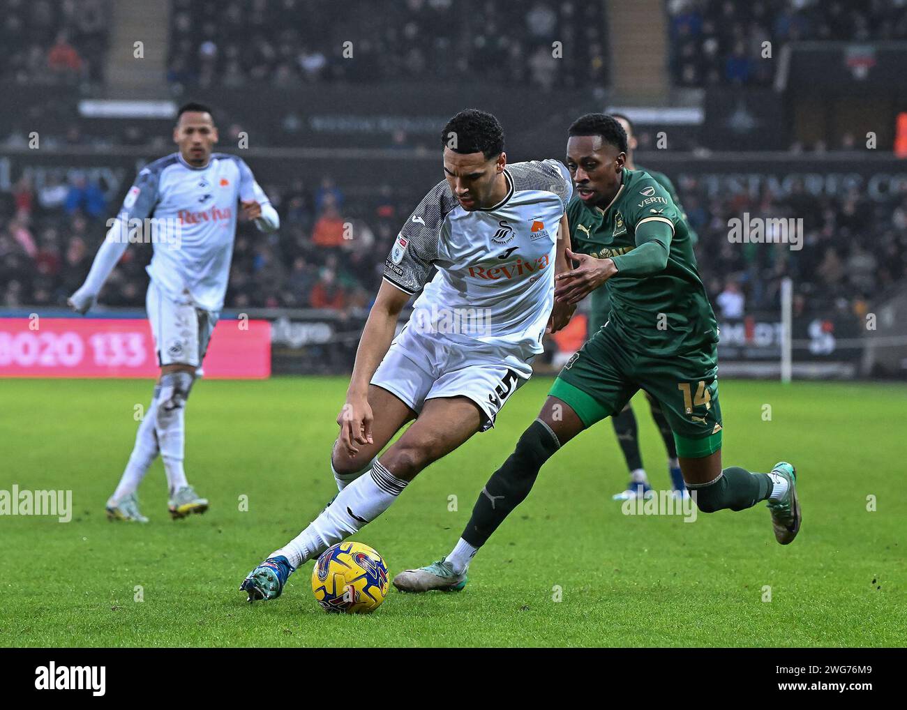 Mickel Miller of Plymouth Argyle attacking during the Sky Bet ...